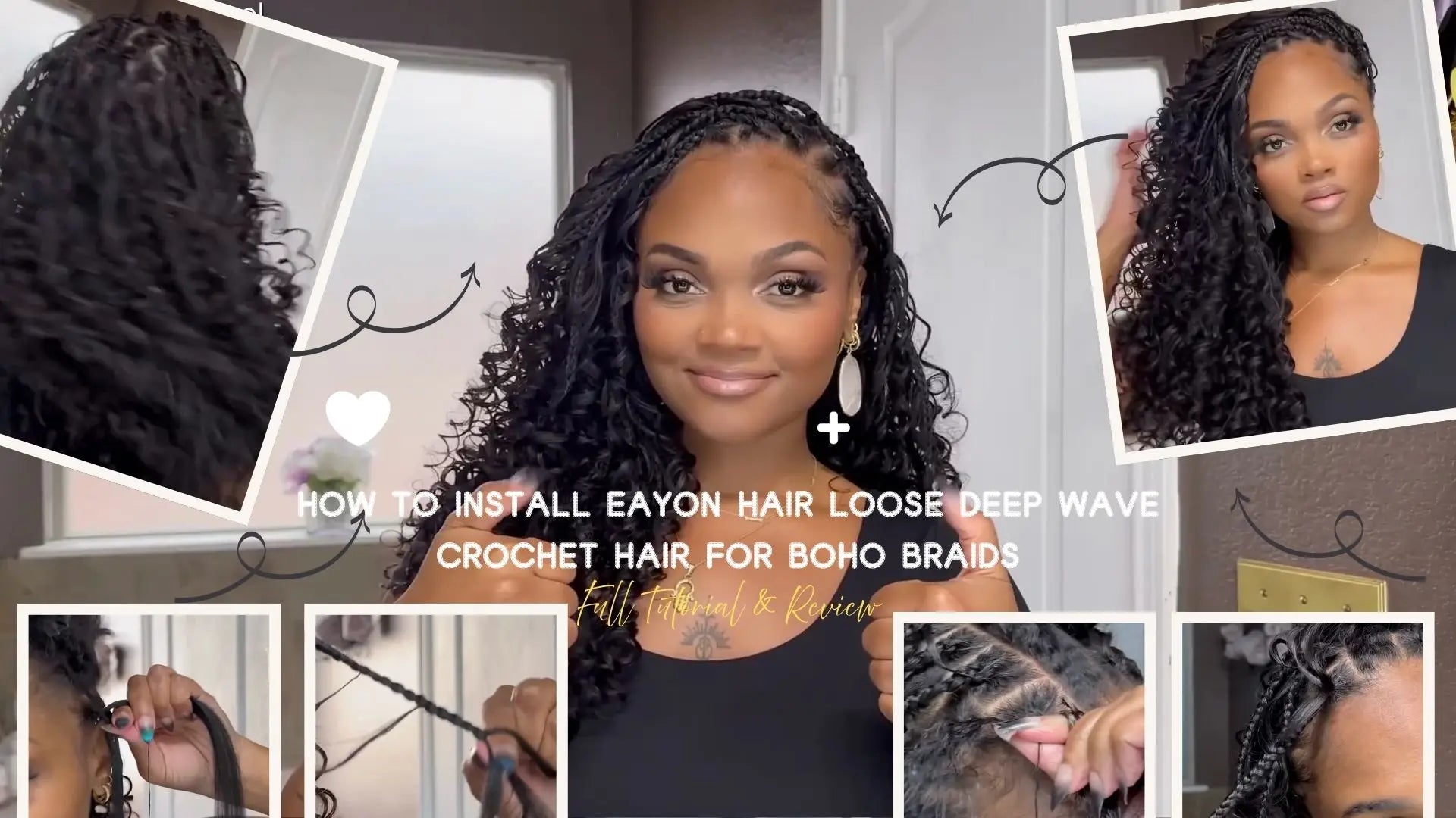How to Install Eayon Hair Loose Deep Wave Crochet Hair for Boho Braids ...