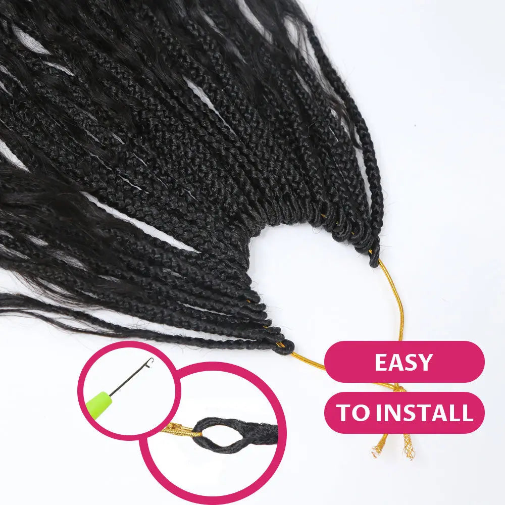 Pre-Looped Crochet Boho Box Braids With Human Hair Curls – Eayonhair