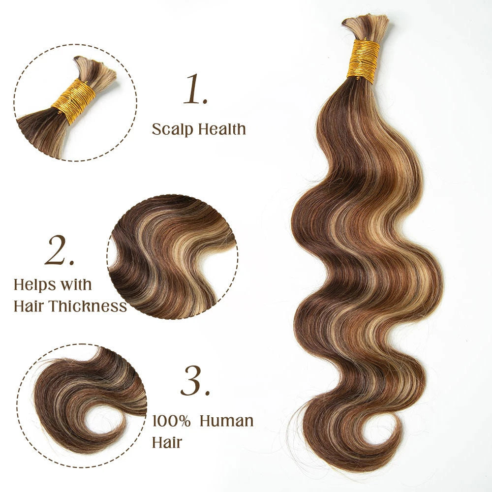#4/27/30 Blend Bulk Human Hair for braiding Body Wave - Eayonhair ...