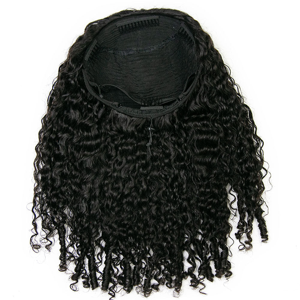 Water Burmese Curly 3/4 Half Wig Drawstring Flip Over Human Hair Wig ...